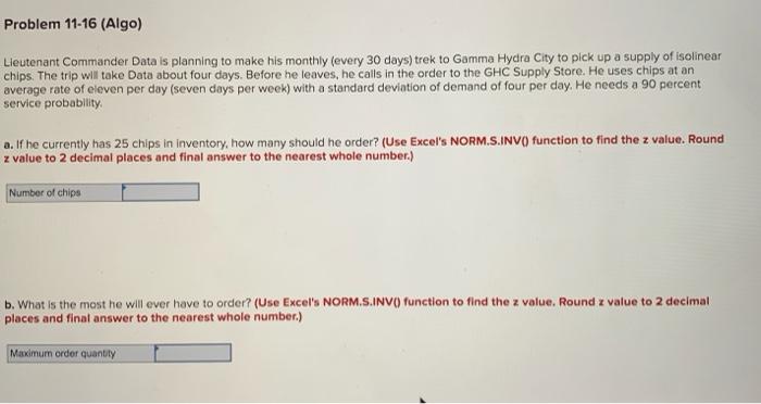 Solved Problem 11-16 (Algo) Lieutenant Commander Data is | Chegg.com