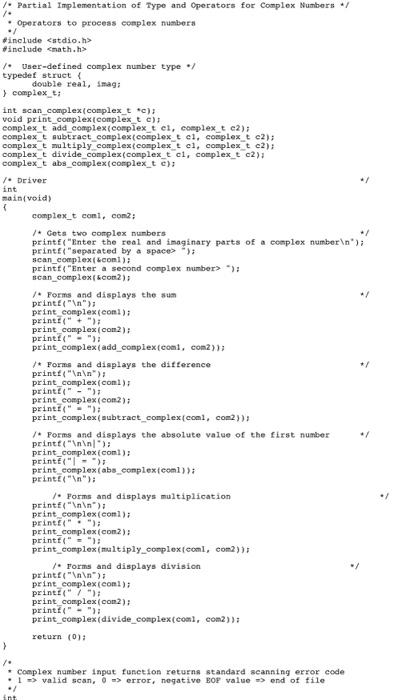 Solved - Partial Implementation of Typo and Cperators for | Chegg.com