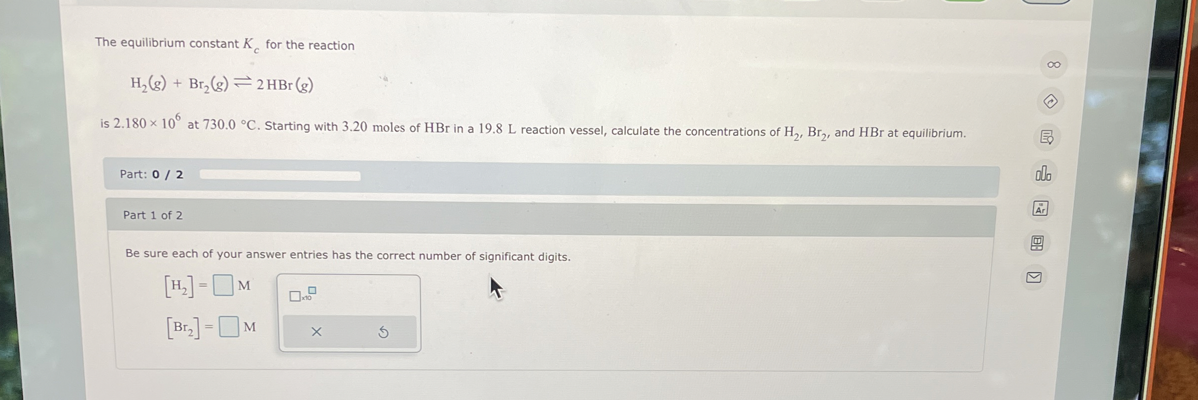 Solved The equilibrium constant Kc ﻿for the | Chegg.com