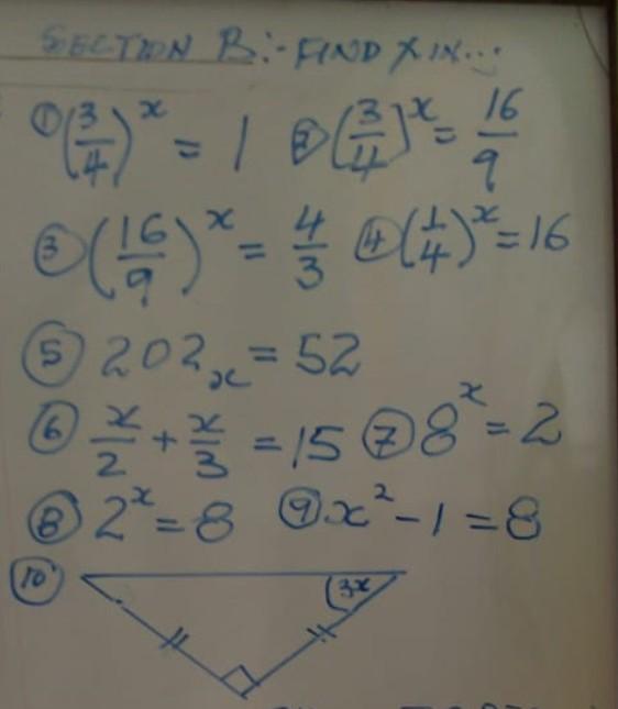 Solved (43)x=1(43)x=916 (916)x=34(44(41)x=16 202x=52 | Chegg.com