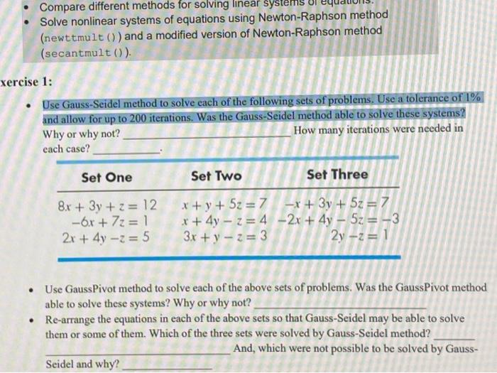 - Compare different methods for - Solve nonlinear | Chegg.com