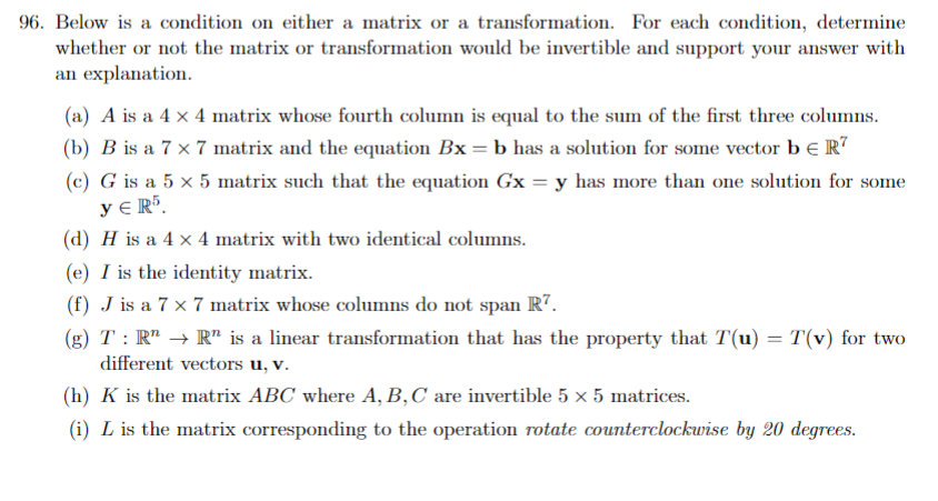 Solved Below is a condition on either a matrix or a | Chegg.com