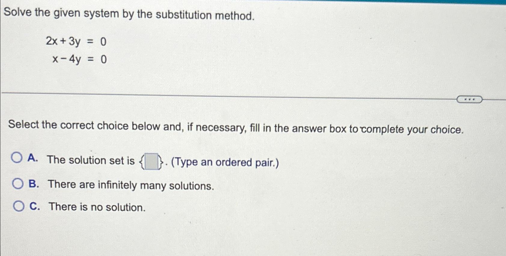 Solved Solve the given system by the substitution | Chegg.com