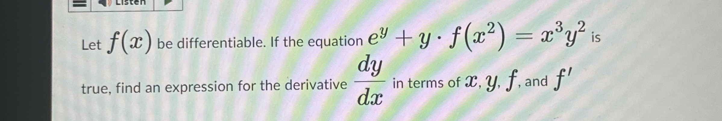 Solved Let f(x) ﻿be differentiable. If the equation | Chegg.com