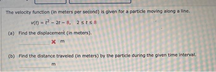 Solved The velocity function (in meters per second) is given | Chegg.com