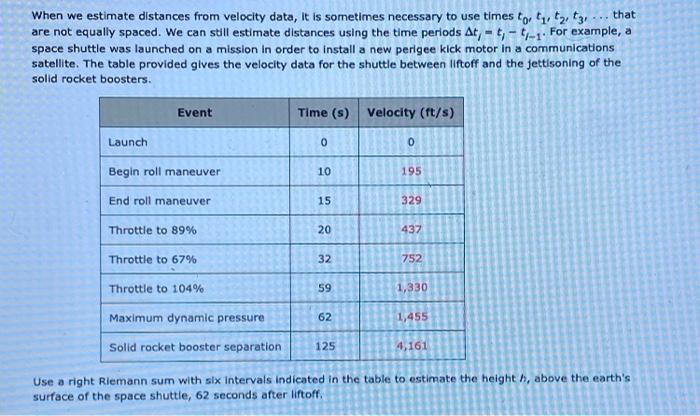 Solved that When we estimate distances from velocity data, | Chegg.com
