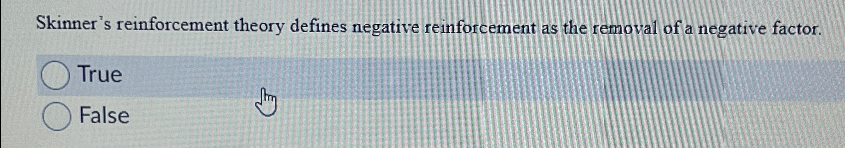 Solved Skinner's reinforcement theory defines negative | Chegg.com