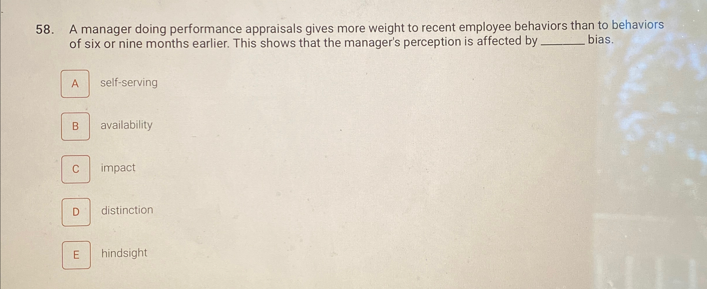Solved A manager doing performance appraisals gives more | Chegg.com