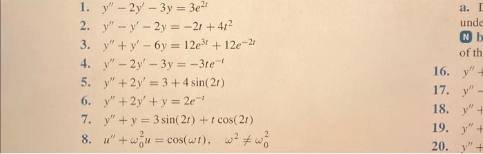 Solved 2 8. u" + wu = cos(wt), w² #w²/only question 8 | Chegg.com