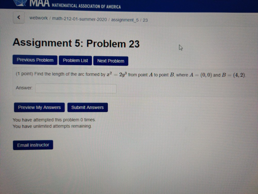 Solved MAA MATHEMATICAL ASSOCIATION OF AMERICA webwork / | Chegg.com Solved MAA MATHEMATICAL ASSOCIATION OF AMERICA webwork / | Chegg.com