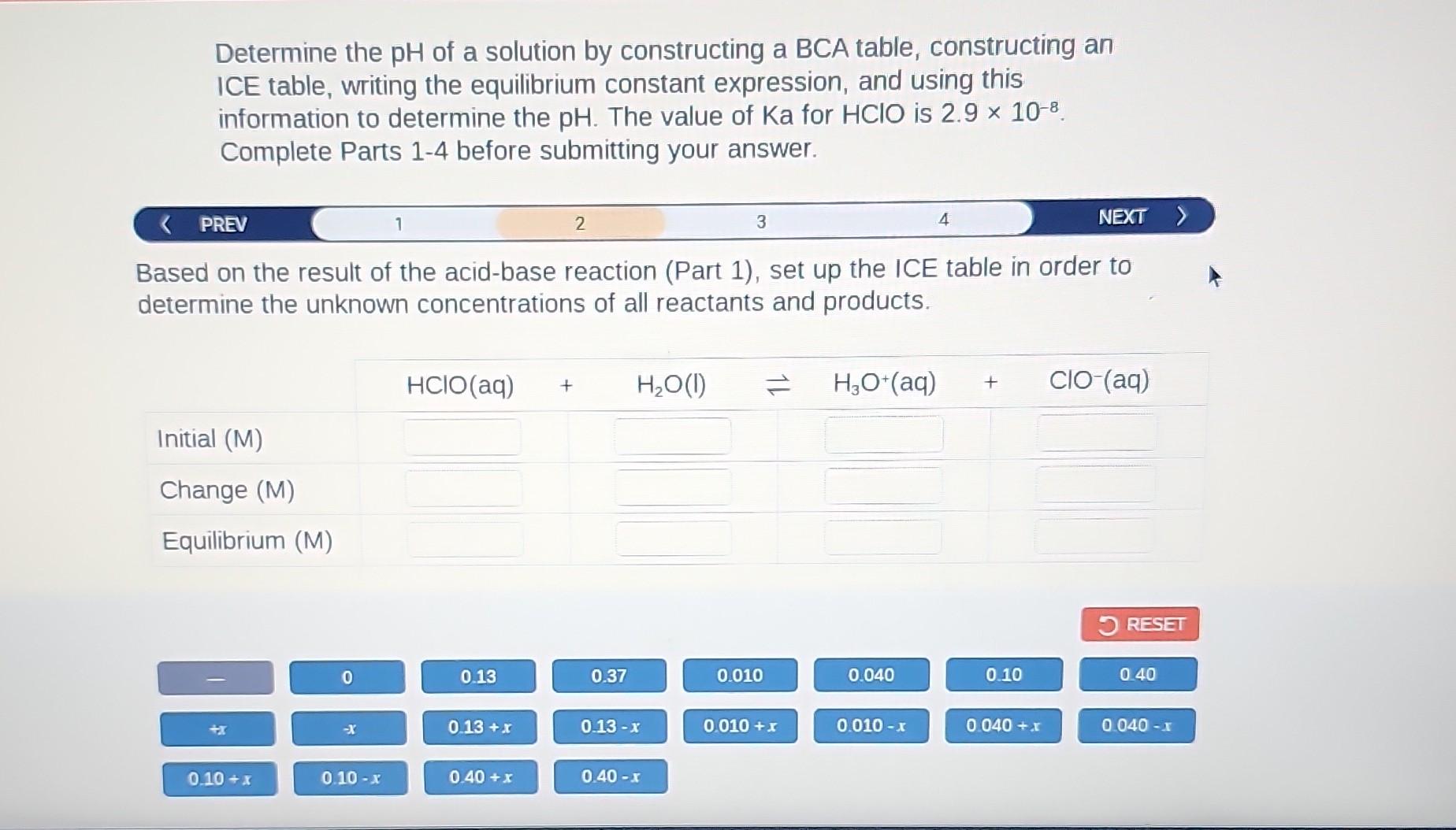 Determine the pH of a solution by constructing a BCA | Chegg.com
