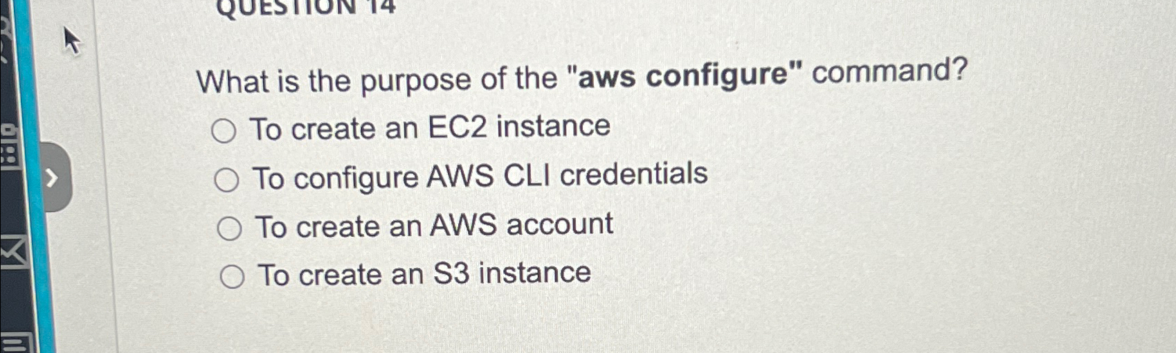 Solved What is the purpose of the "aws configure" command?To | Chegg.com