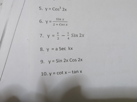 Solved Derivatives of Trigonometric Functions 1 d Sinu Cosu | Chegg.com