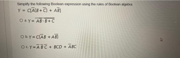 Solved Simplify the following Boolean expression using the | Chegg.com