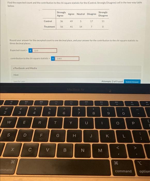 Solved Find the expected count and the contribution to the | Chegg.com
