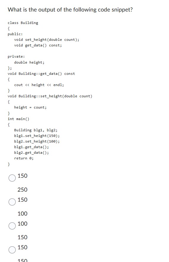 Solved What is the output of the following code | Chegg.com