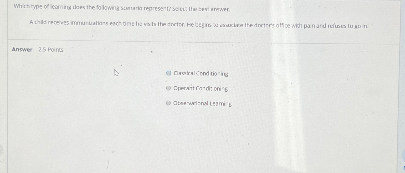 Solved Which type of learning does the following scenario | Chegg.com