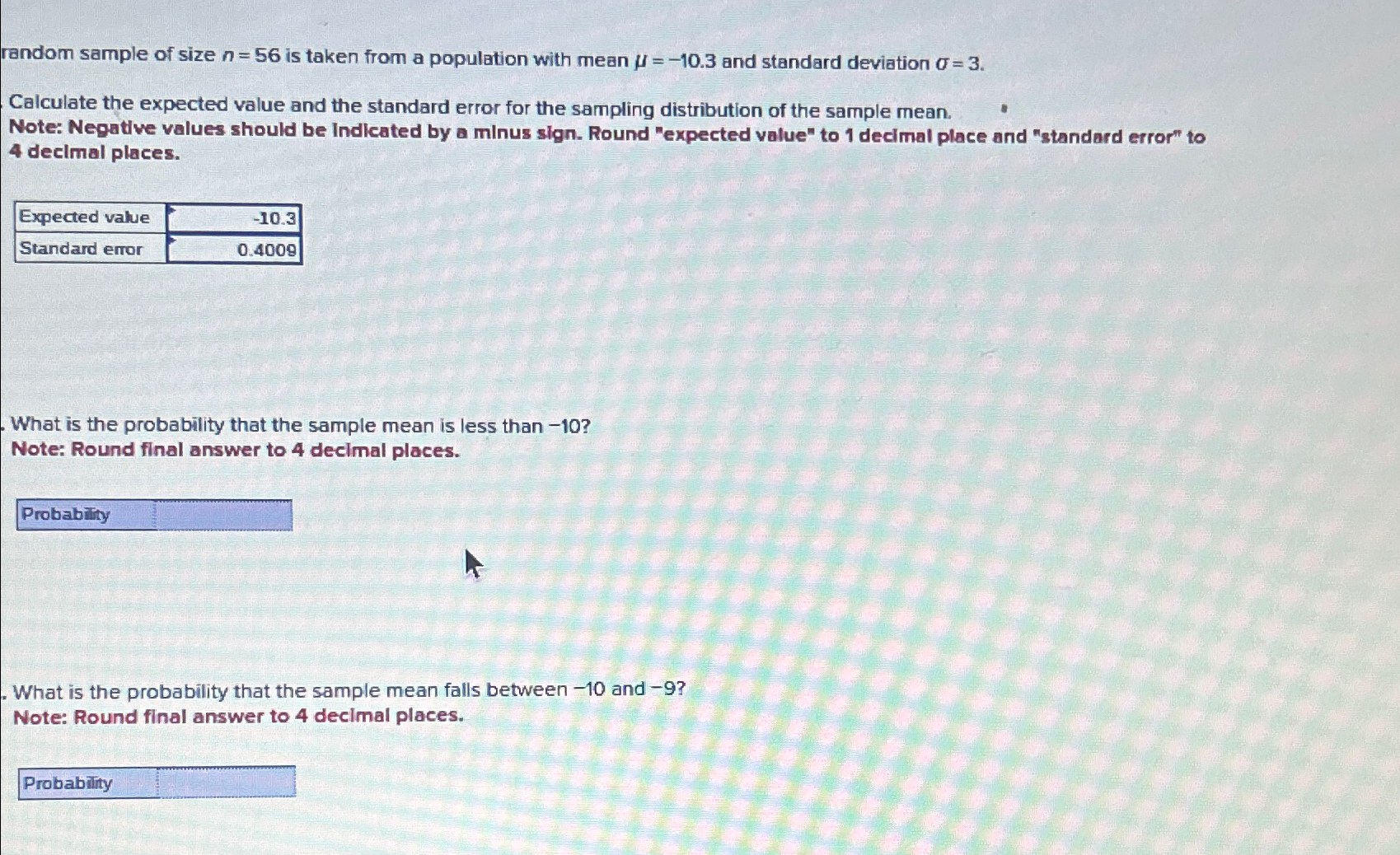 Solved random sample of size n=56 ﻿is taken from a | Chegg.com