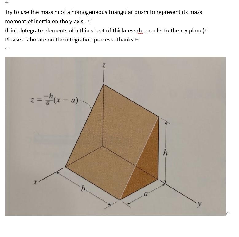 Solved Try to use the mass m of a homogeneous triangular | Chegg.com