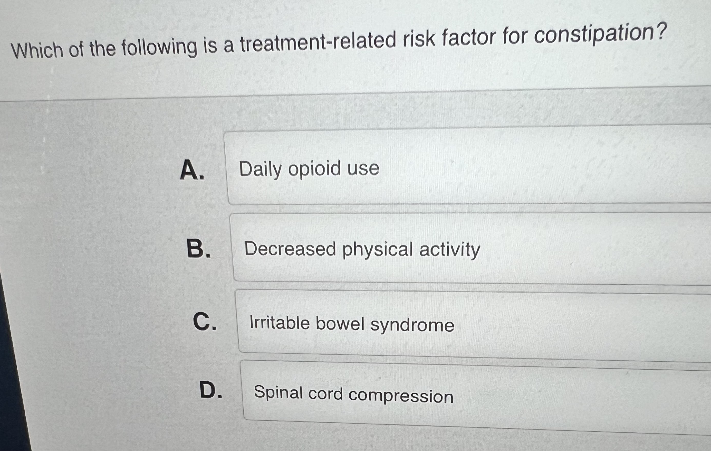 Solved Which of the following is a treatment-related risk | Chegg.com