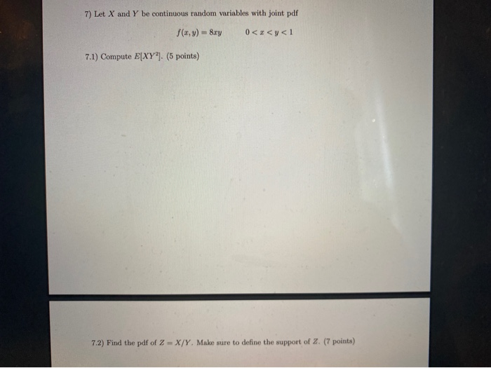 Solved 7 Let X And Y Be Continuous Random Variables With