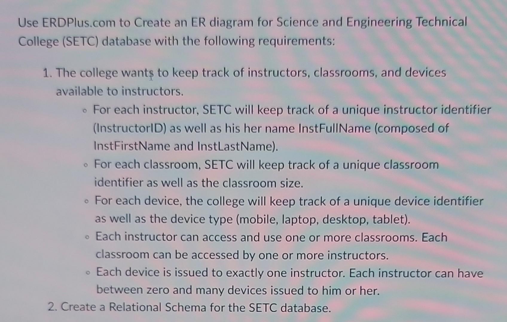 Solved Use ERDPlus.com to Create an ER diagram for Science | Chegg.com