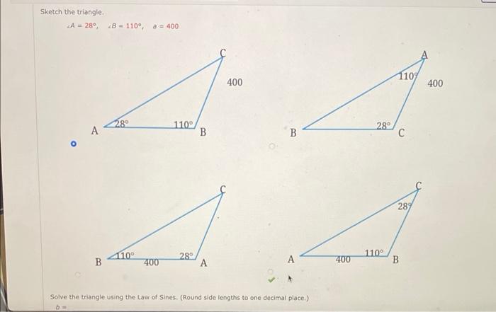Solved Solve the triangle using the Law of Sines. (Assume b | Chegg.com