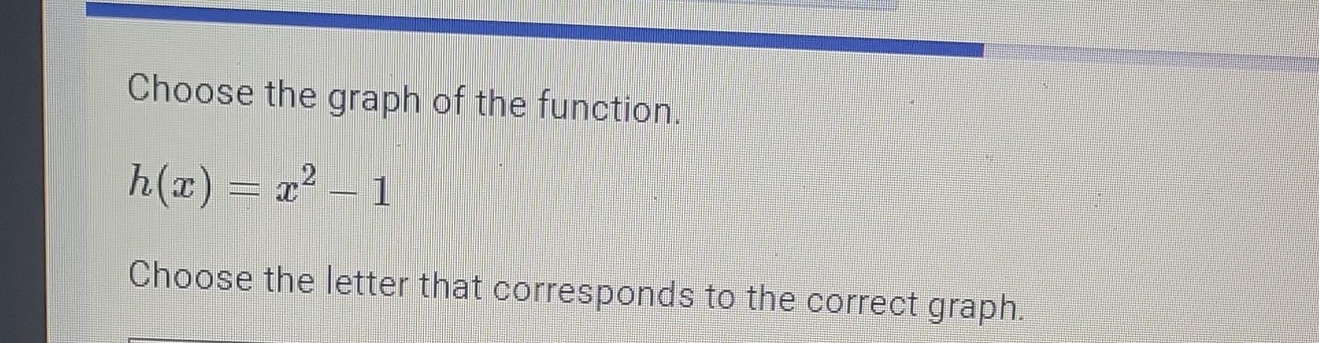 Choose the graph of the function. h(x)=x2−1 | Chegg.com