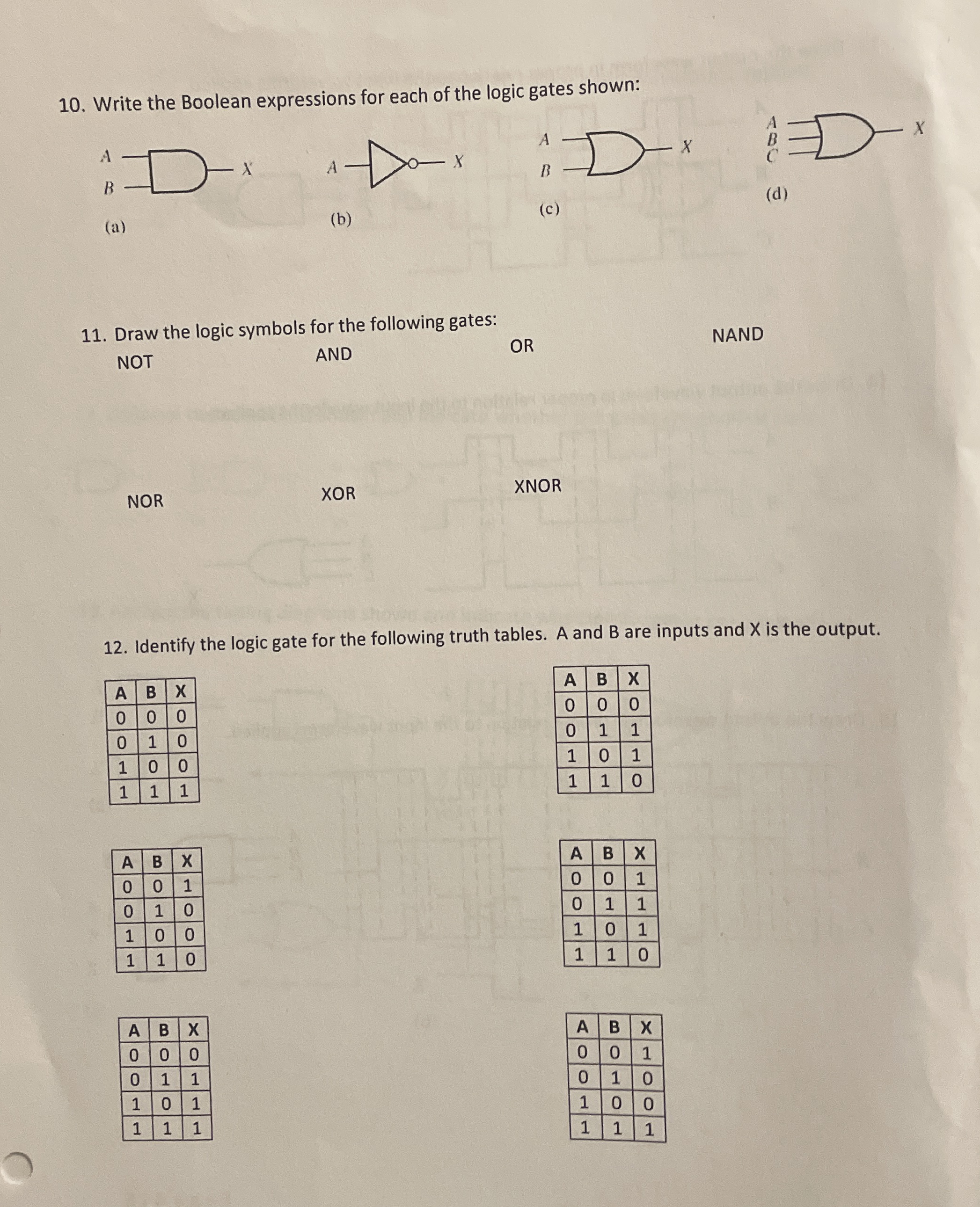 Draw the logic symbols for the following | Chegg.com