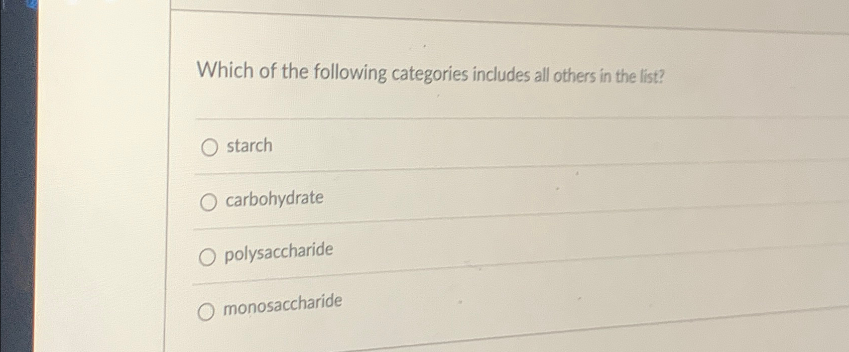 Solved Which of the following categories includes all others | Chegg.com