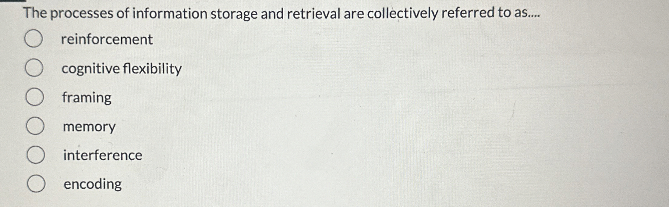 Solved The processes of information storage and retrieval | Chegg.com