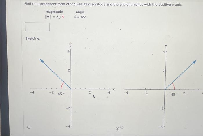 Solved Find the component form of v given its magnitude and | Chegg.com
