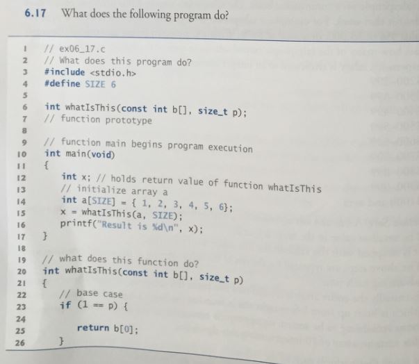 6.17 ﻿What does the following program do?#include | Chegg.com
