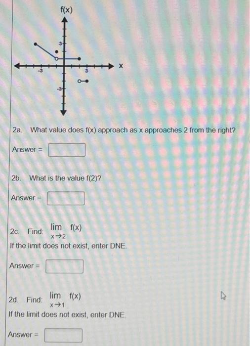 Solved 2a. What value does f(x) approach as x approaches 2 | Chegg.com