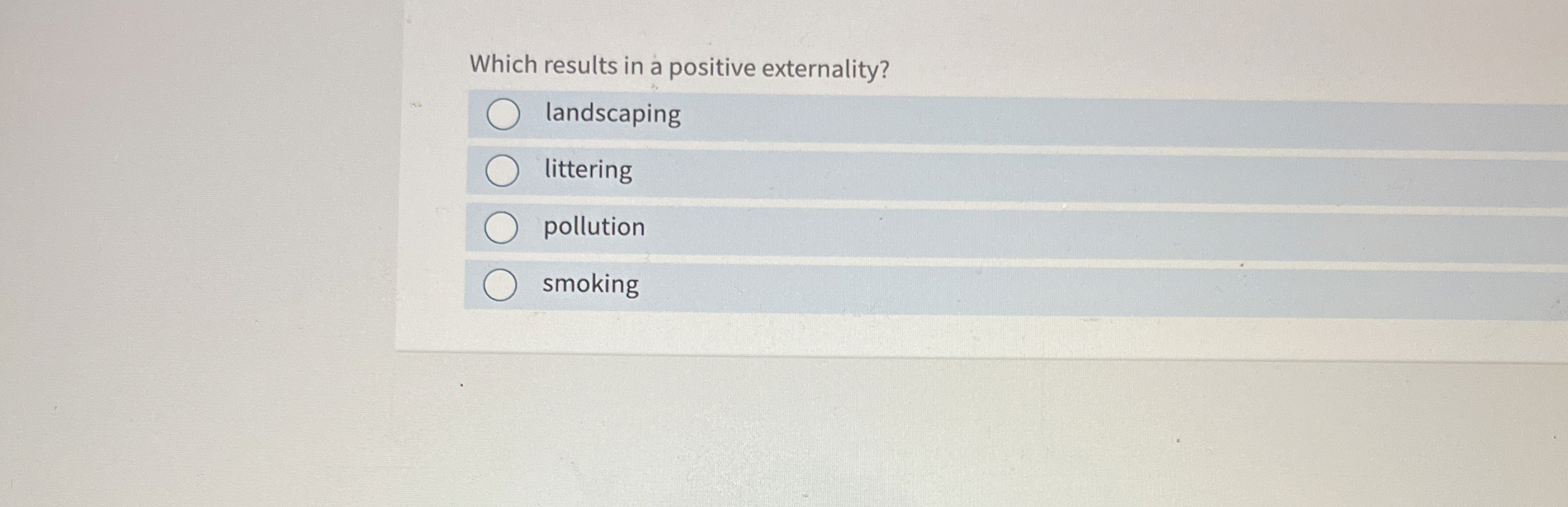 Solved Which results in a positive externality? | Chegg.com