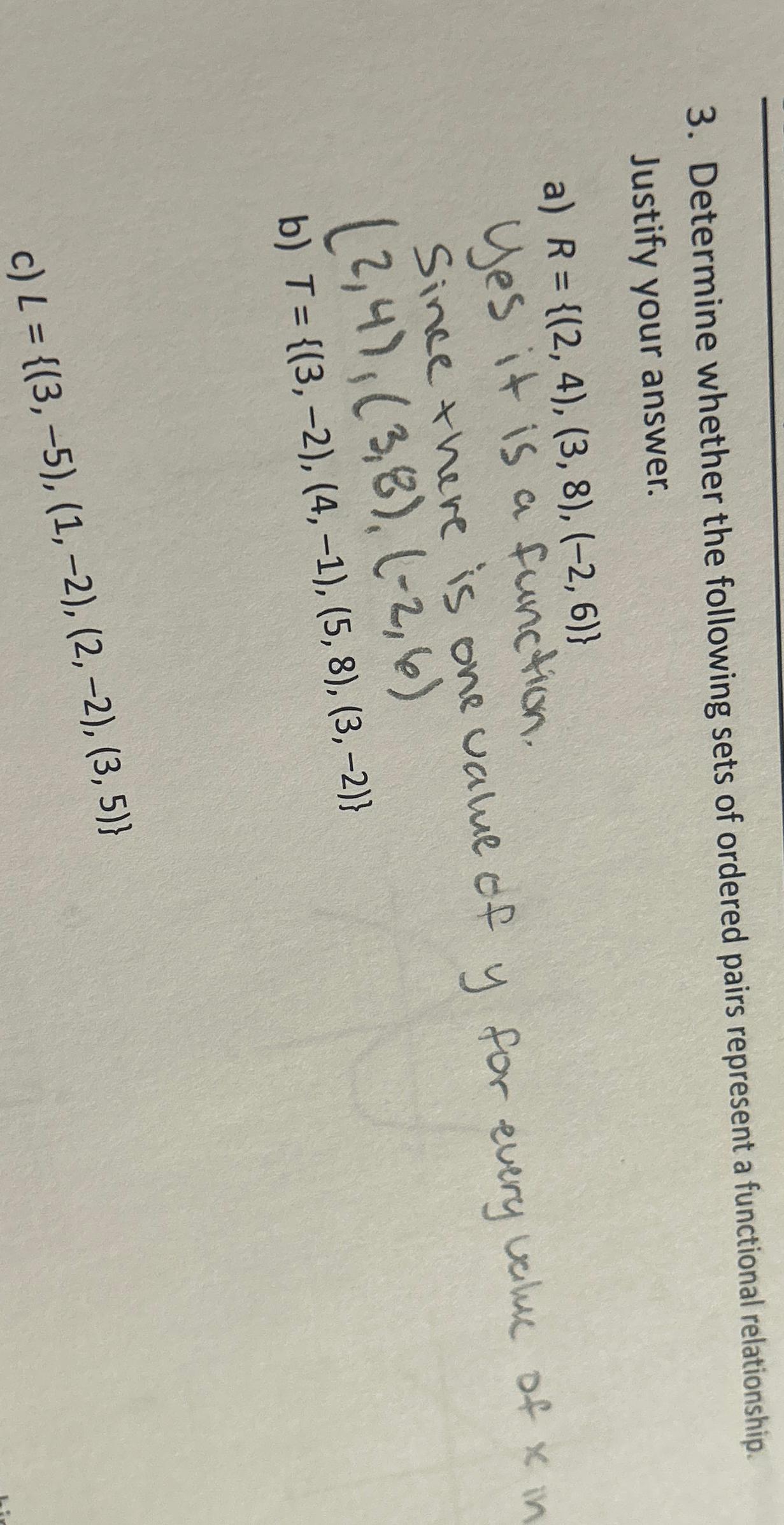 Solved Determine whether the following sets of ordered pairs | Chegg.com