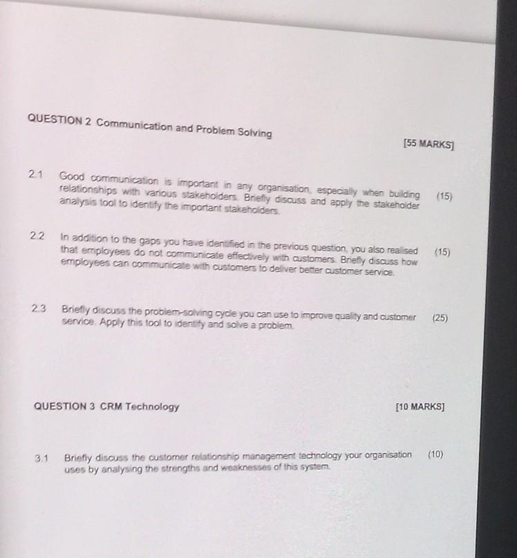 Solved QUESTION 2 Communication and Problem Solving [55 | Chegg.com