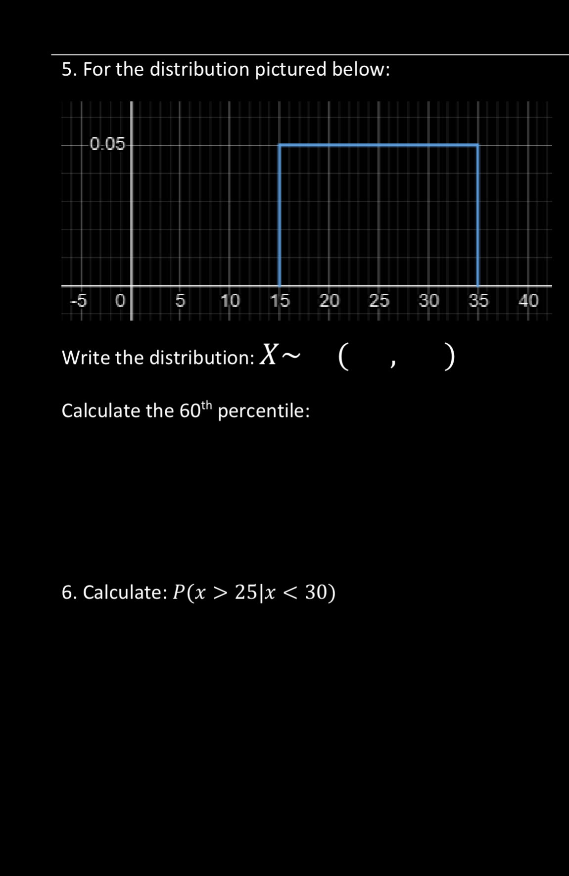 Solved For the distribution pictured below:Write the | Chegg.com