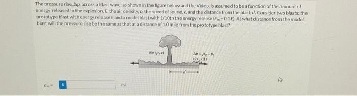 Solved The pressure rise, Δ, across a blast wave, as shown | Chegg.com