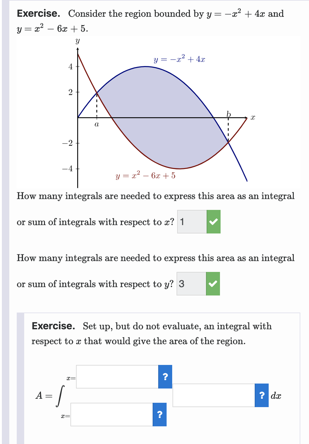 Solved Exercise. Consider the region bounded by y=-x2+4x | Chegg.com