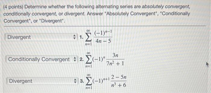 Solved (4 points) Determine whether the following | Chegg.com