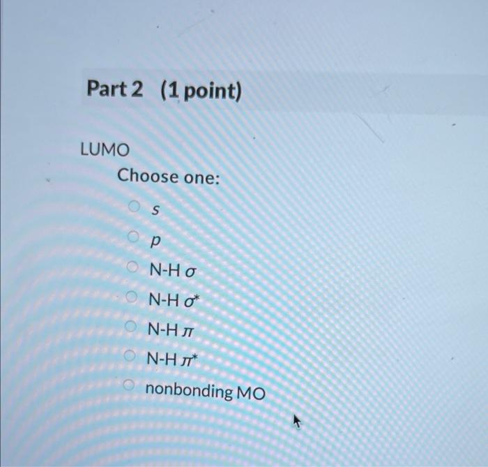 Solved Select the HOMO and LUMO of ammonia. 1st attempt Part | Chegg.com