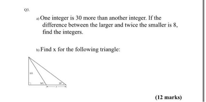 Solved a) One integer is 30 more than another integer. If | Chegg.com