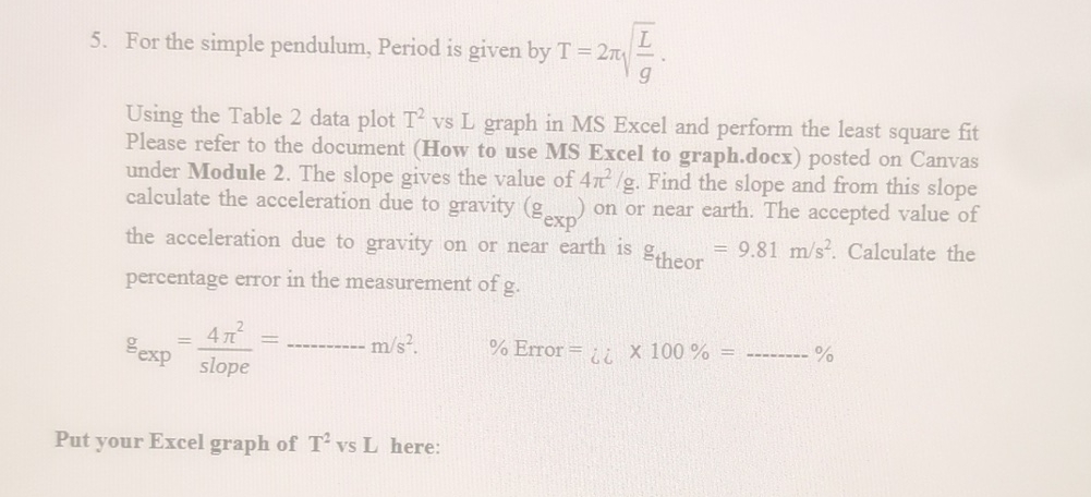 For the simple pendulum, Period is given by | Chegg.com