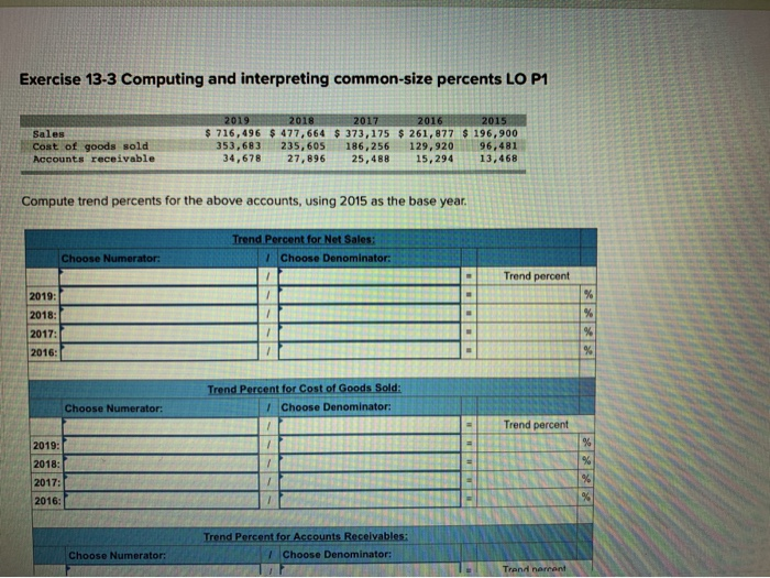 Solved Exercise 13-3 Computing and interpreting common-size | Chegg.com