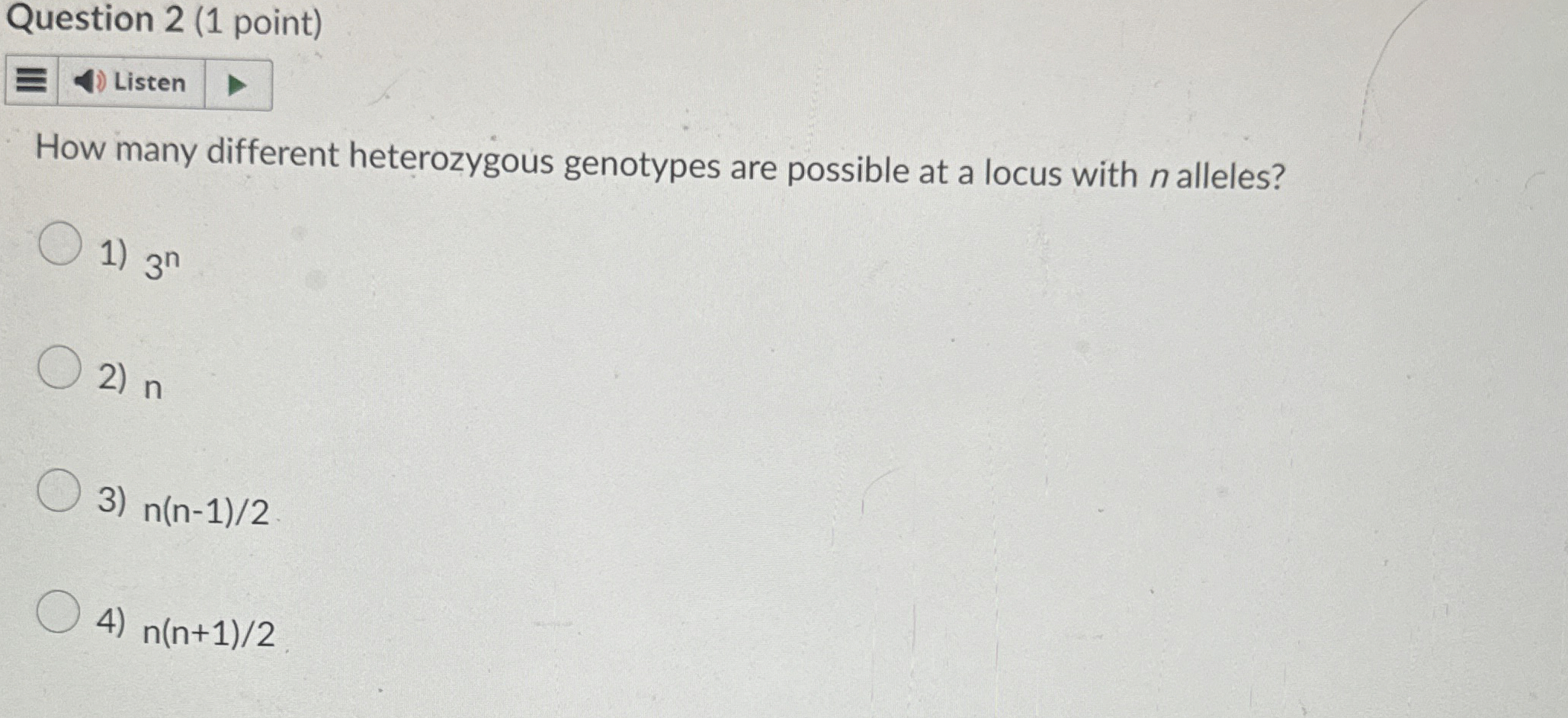 Solved Question 2 (1 ﻿point)ListenHow many different | Chegg.com