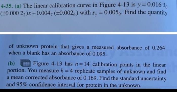 Solved 4-35. (a) The linear calibration curve in Figure 4−13 | Chegg.com