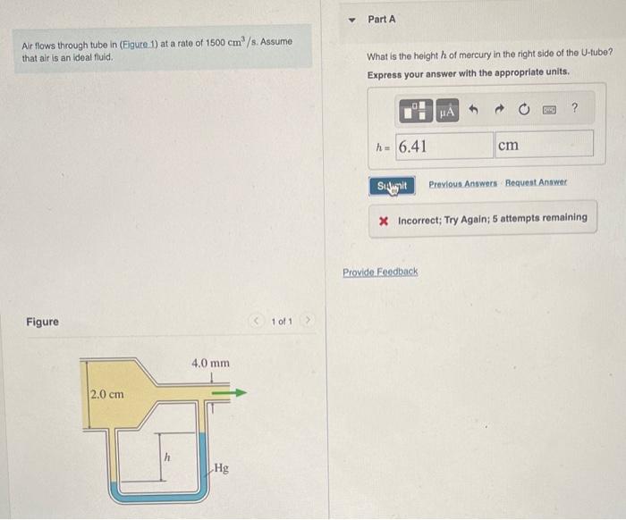 Solved Air flows through tube in (Eigure 1) at a rate of | Chegg.com