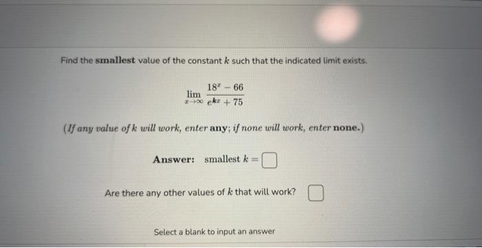 Solved Find the smallest value of the constant k such that | Chegg.com
