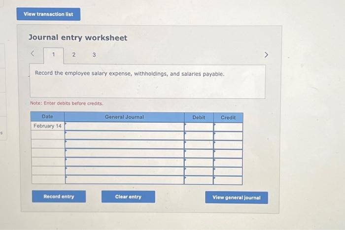 Solved Journal entry worksheet Record the employee salary | Chegg.com